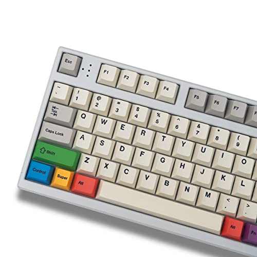 PBT Grey White Keycaps Set Cherry Profile 141 Keys Custom Dye-Sub Keyboard Keycaps for 60% 65% 70% 100% Cherry Gateron MX Switches Mechanical Keyboards