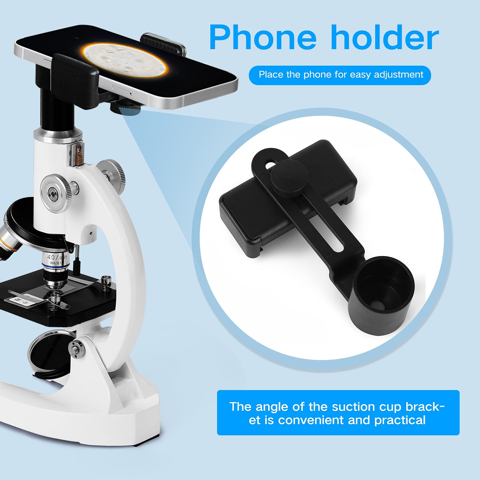 LIRUXUN 64X-2400X Monocular Optical Microscope Elementary School Science Experimental Biology Teaching Digital Microscope