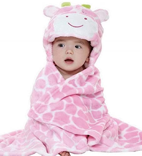 Gneliwm Baby Hooded Blanket Newborn Infant Soft Warm Swaddle Wrap Animal Face Coral Fleece Shower Bath Towel