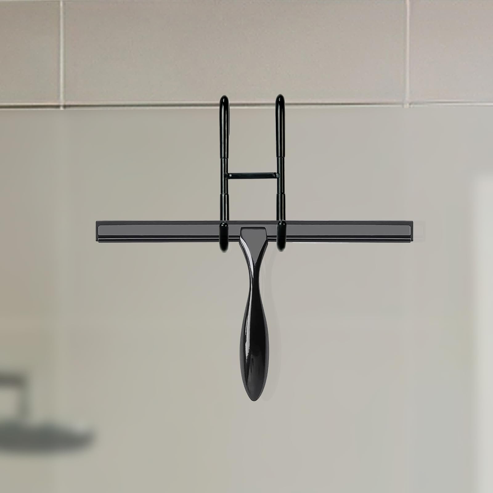 Shower Door Hooks (2-Pack),Stainless Steel Bathroom Hooks,No Drill No Stick Hooks,Frameless Glass Shower Door Towel Bath Ball Hooks,Shower Wiper Hook, Black