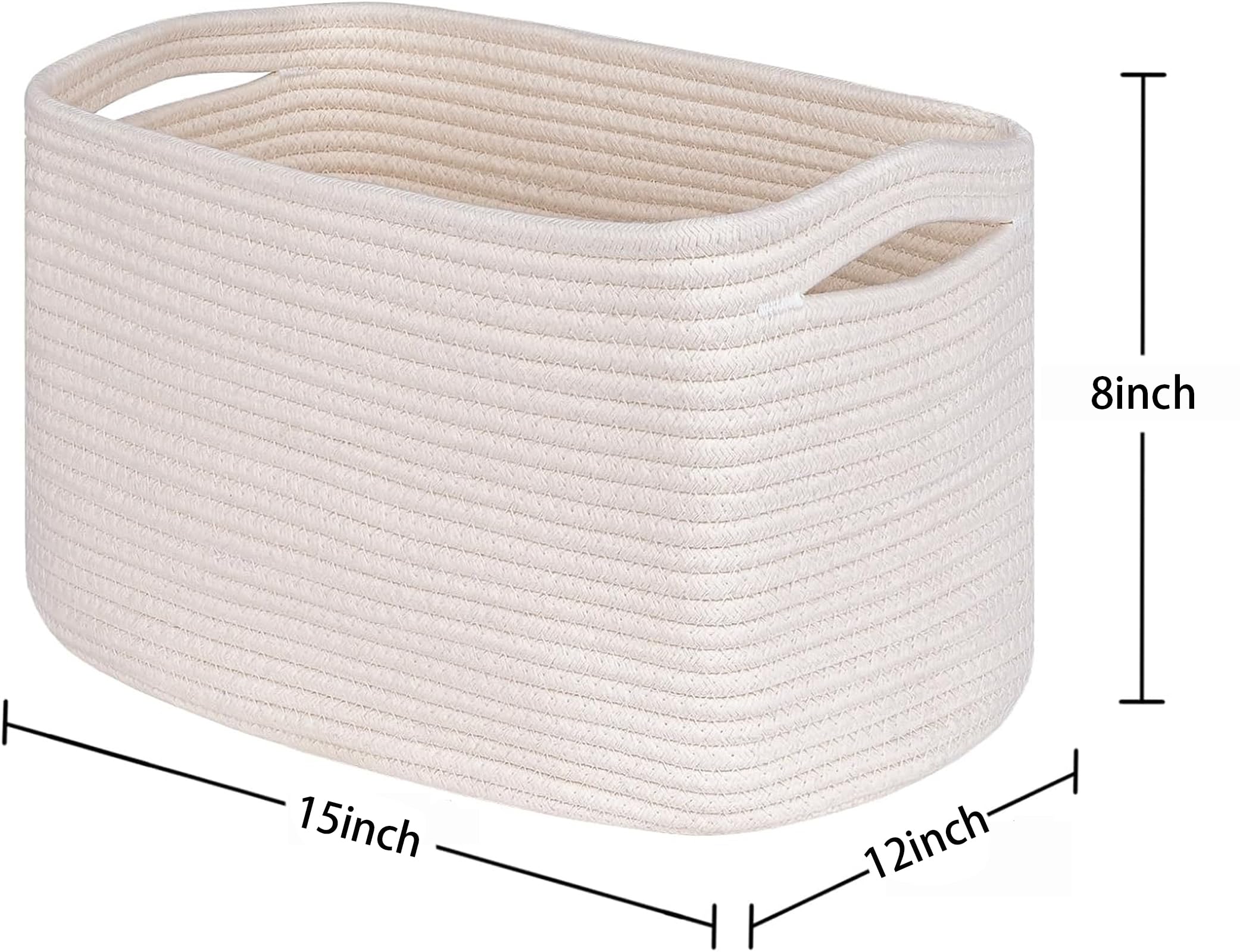 Shelf Cube Storage Organizer Bins,Rectangular Woven Basket for Living Room,Decorative Closet Storage Basket,Skin-friendly Rope Basket for Shelves,2 Pack