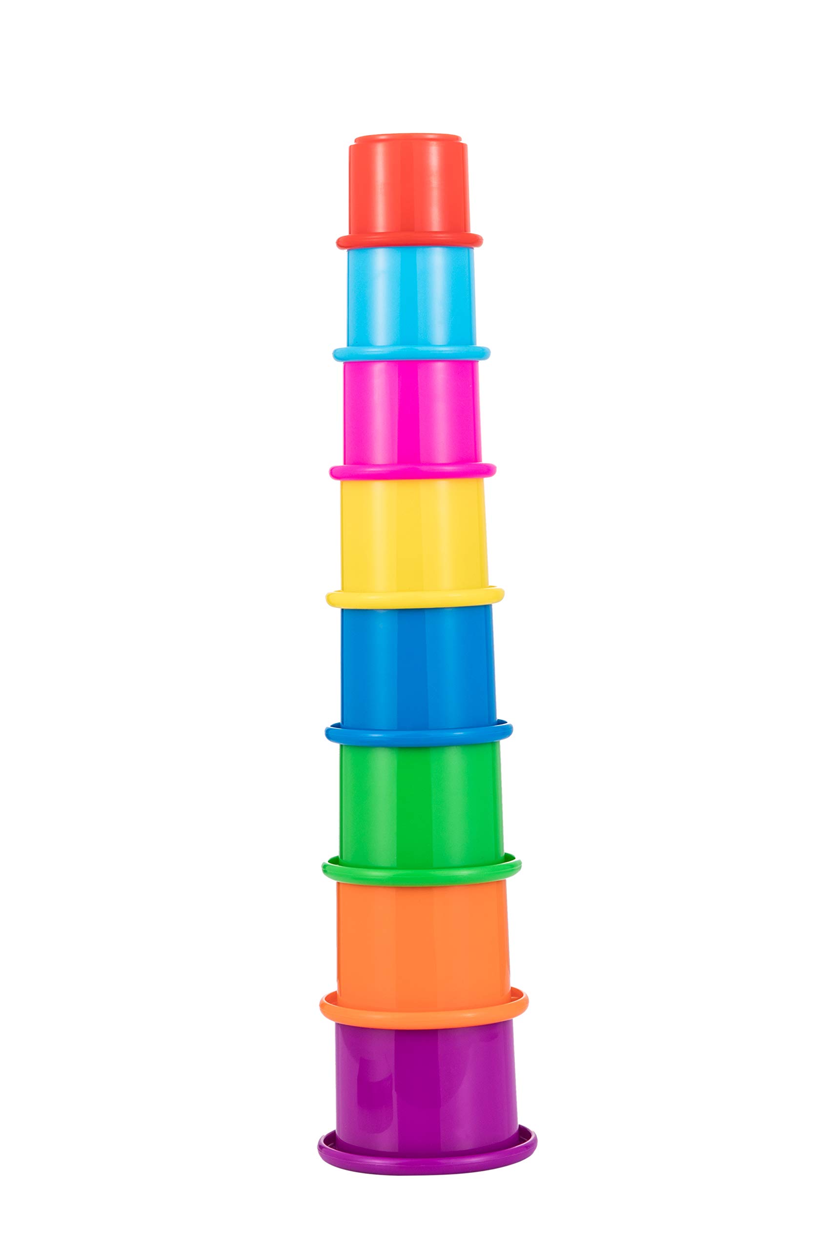 Driddle Colorful Stacking & Nesting Cups - 8 Cups Fun Color Learning Toy - Great Bath & Beach Toy for Baby Toddler & Kids - Preschool Game