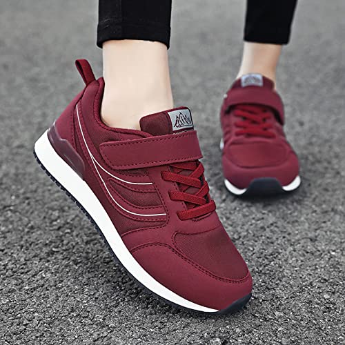 FASDNENDYS Couple Models Women's Middle Aged and Elderly Light Casual Comfortable Non Slip Outdoor Multi Color Shoes Red
