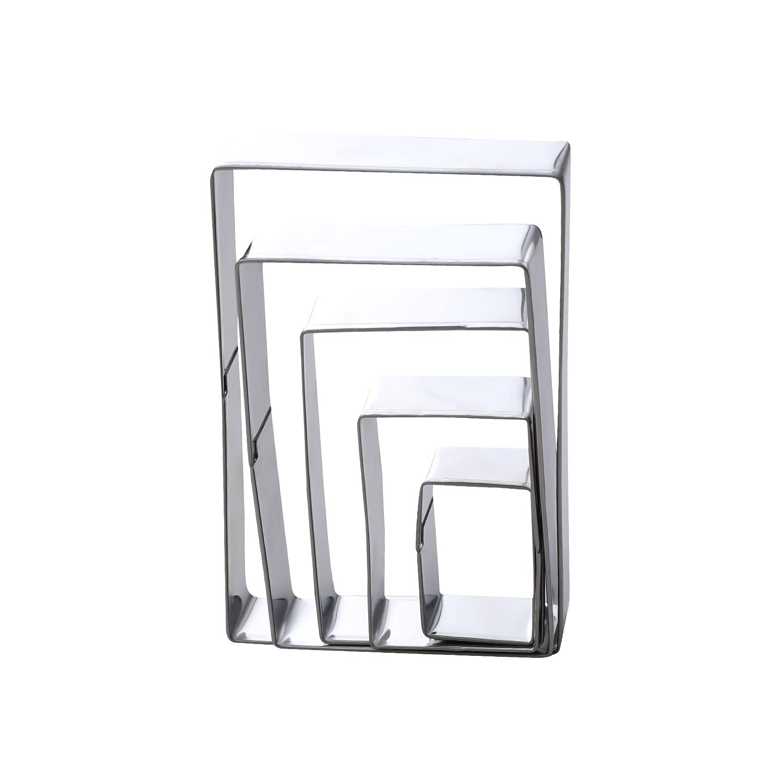 Kyerbaino 5Pcs Rectangle Cookie Cutter Set, Stainless Steel Biscuit Baking Molds Fondant Cake Cookie Cutter Rectangle Shaped Cutter