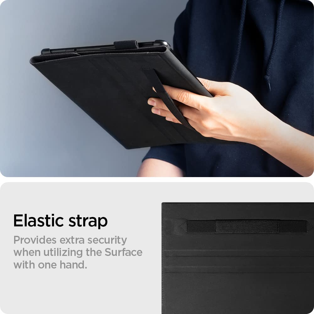 Spigen Stand Folio Designed for Microsoft Surface Pro 11 / Surface Pro 10 / Pro 9/8 Case Cover with Pen Holder (2024/2022/2021) - Black