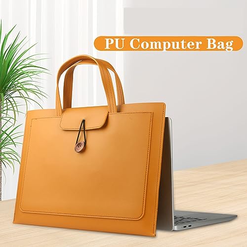 MCUIATN Laptop Tote Bag 15.6 Inch Business Vintage Waterproof Leather Computer Bags Office Work Bag Briefcase (brown)