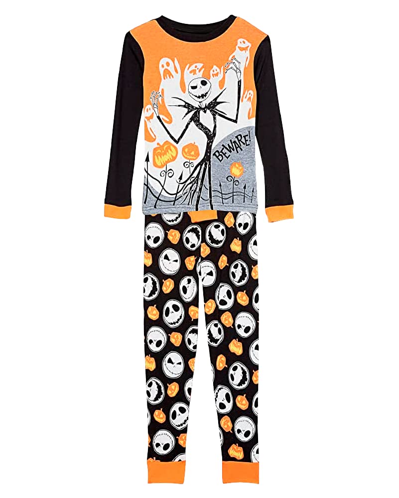 Disney Boys' The Nightmare Before Christmas 2-Piece Snug-Fit Cotton Pajamas Set, BEWARE JACK, 6