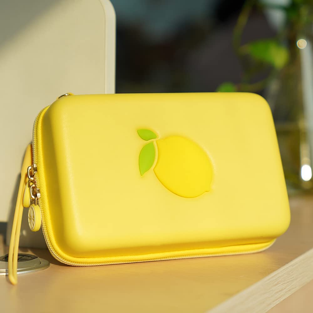 GeekShare Lemon Switch Travel Carrying Case Compatible with Nintendo Switch/Switch OLED Games Hard Shell Portable Storage Bag for Switch & Game Accessories(Yellow
