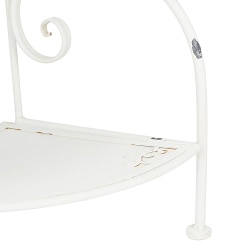 SAFAVIEH Outdoor Collection Turuca Antique White Wrought Iron 4-Tier Corner Shelf (Fully Assembled)