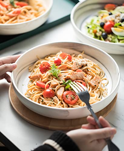LYEOBOH Porcelain Serving Bowls, Salad Pasta Bowls for Kitchen, Stackable Bowl Set of 2 for Entertaining Thanksgiving Christmas, Ceramic Dinner Bowl, 10 inch, Gray