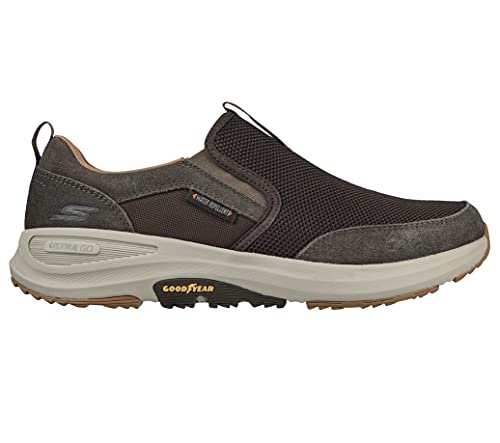 Skechers Men's Go Walk Outdoor-Athletic Slip-On Trail Hiking Shoes with Air Cooled Memory Foam, Brown, 12