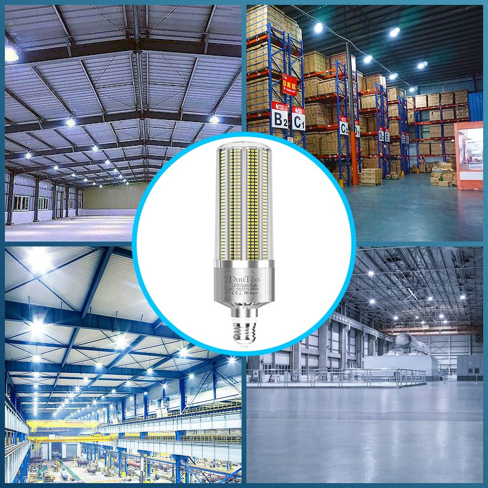 DuuToo 1000Watts Equivalent LED Corn Light Bulbs 200W E39 Mogul Base Lamp 5000K Daylight Super Bright 28950Lumens Indoor Large Area Lights AC110V Warehouse Workshop Gymnasium Shop Commercial Lighting