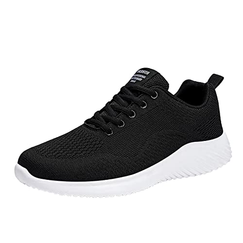 FASDNENDYS Fashion Men Mesh Mountaineering Casual Sport Shoes Lace Up Solid Color Running Mens Sneaker Socks Low Cut White