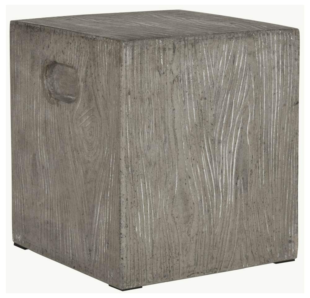 SAFAVIEH Outdoor Collection Cube Modern Dark Grey Concrete Accent Table (Fully Assembled)