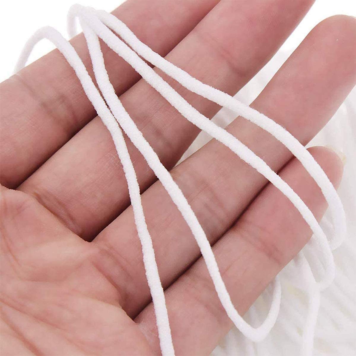 Elastic Cord for Masks, White 1/8 inch Elastic Bands for Knit Sewing Crafts DIY Ear Band Loop, 10 Yard