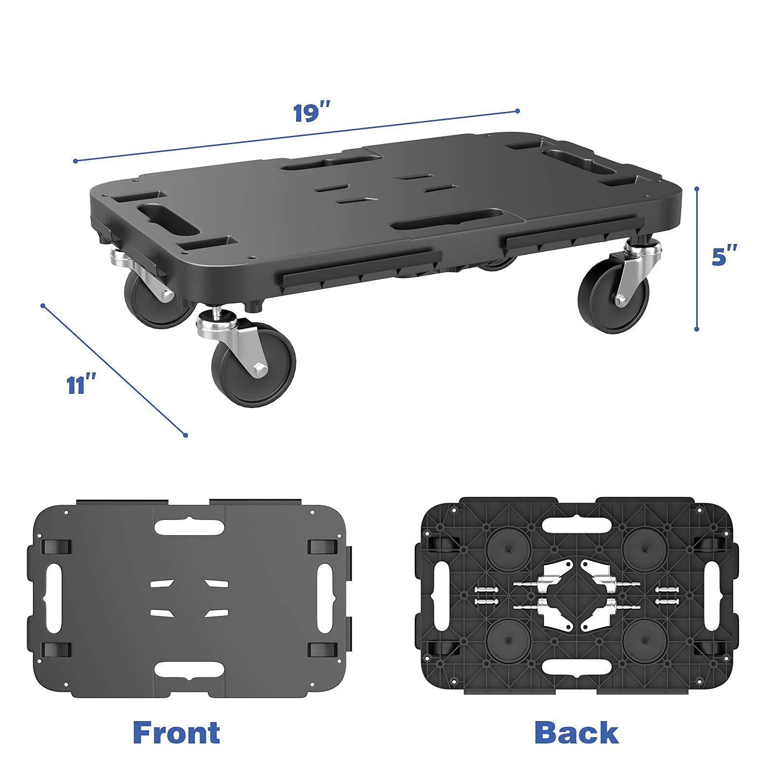 Goplus Moving Dolly, Heavy Duty Furniture Rolling Mover with 4 Wheels for Piano Heavy Items Appliance, Interlocking System, 660 lbs Weight Capacity, 19β x 11β (L x W) (1)