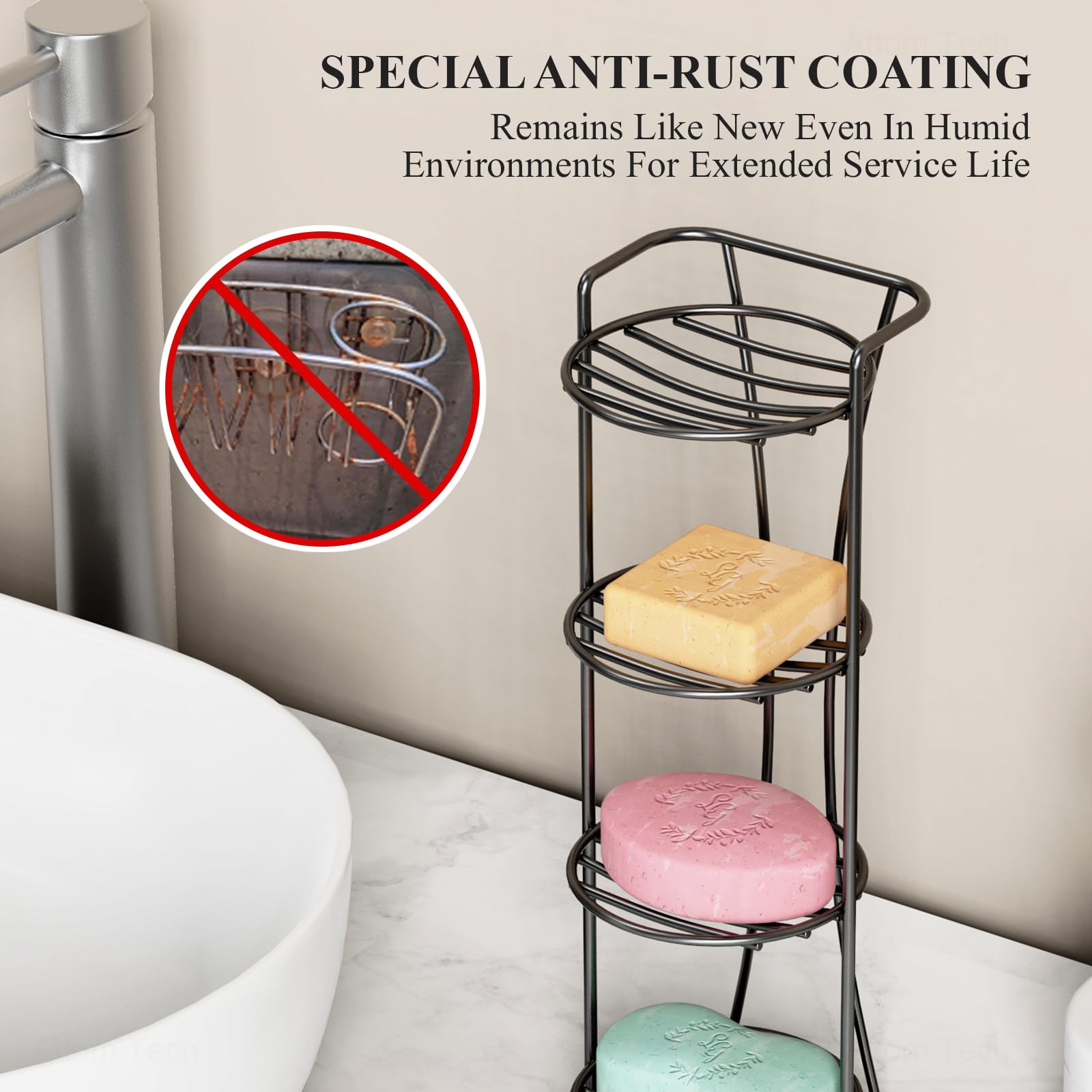 NiHome 2-Tier Soap Holder with Efficient Drainage, Shampoo Bar Holder, Bar Soap Holder for Shower, Shower Soap Holder with Durable Rust-Free Finish (Black)