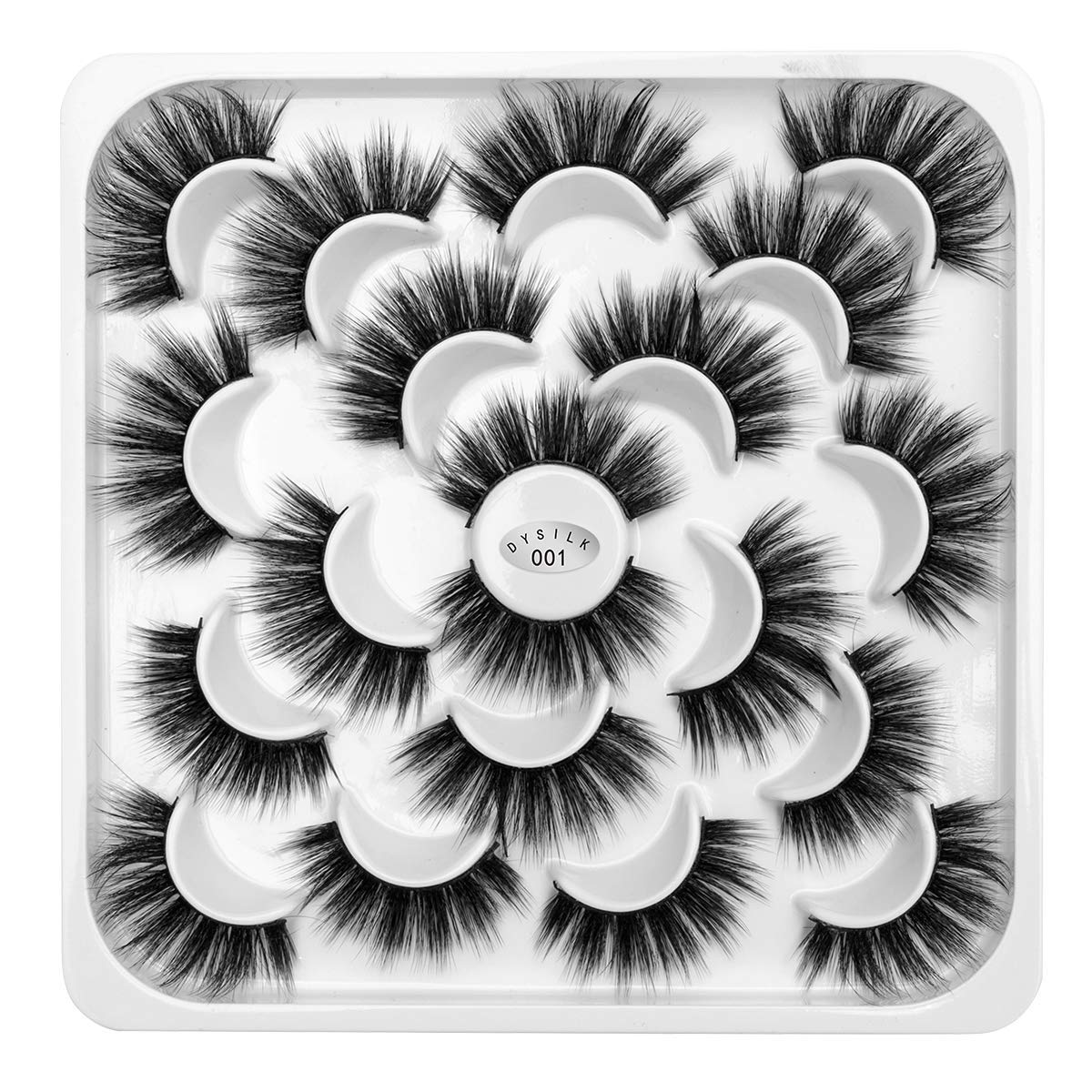 DYSILK 10 Pairs 6D Faux Mink Eyelashes Fluffy Wispy Long Dramatic Look False Eyelashes Volume Thick Extension Fake Eyelashes Natural Soft Makeup Handmade Reusable Lashes Pack No Glue
