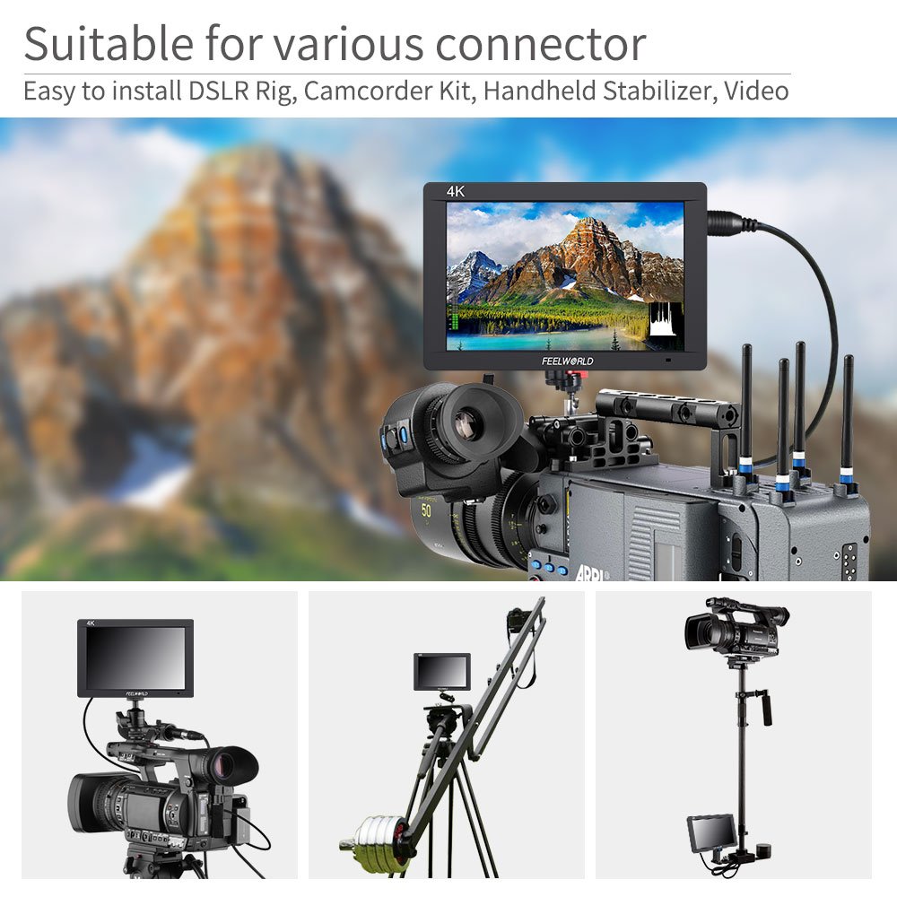 FEELWORLD FW703 7 Inch DSLR On Camera Field Monitor 3G SDI 4K HDMI Input Output Video Assist Peaking Focus IPS Full HD 1920x1200