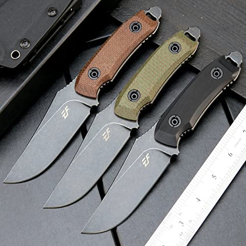 Eafengrow EF126 Fixed Blade Knife 14C28N Steel Blade, G10 Handle Full Tang Fixed Knife for Outdoor Camping Hunting Survival EDC Tool Knife(Black)