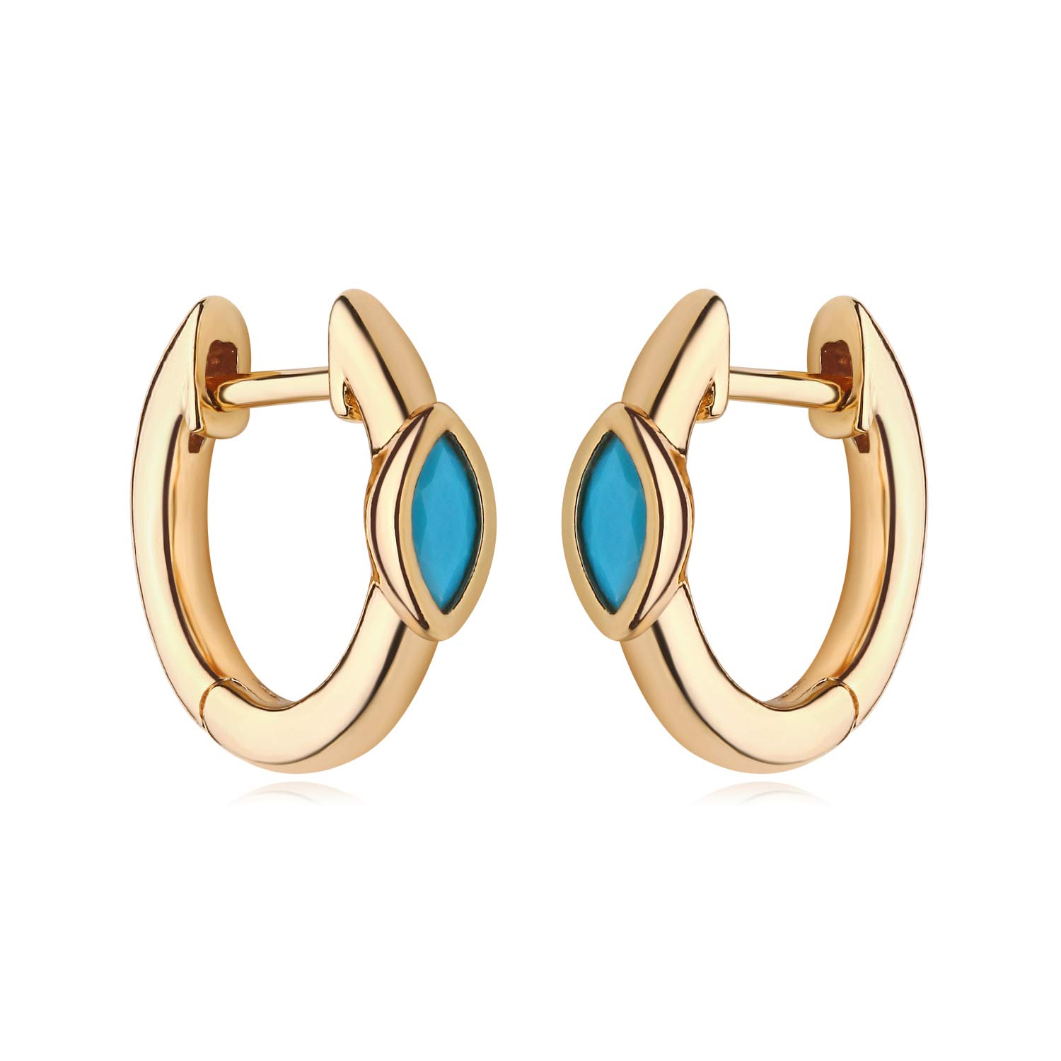 GDCOIN Gold Huggie Hoop Earrings for Women 14K Gold Plated Turquoise Diamond Cubic Zirconia Twist Spike Earrings Delicate Small Simple Hypoallergenic Jewelry Gift