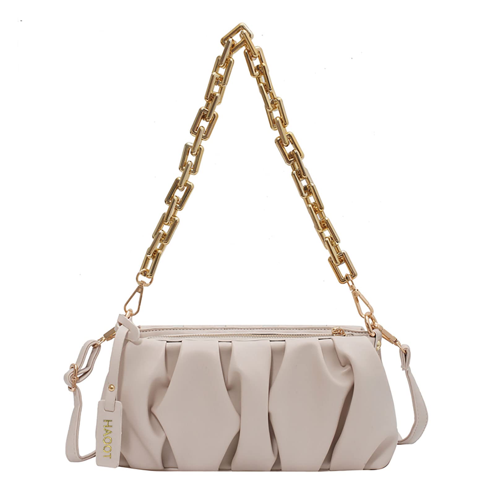 HAOOT Women’s Shoulder Bag Clutch Purse Evening Handbags Multipurpose Pleated Purses for Women (White)