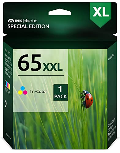 INKjetsclub Compatible Replacement for 65XL Ink Cartridge. Works with Envy 5052 5055 5000 5012 5020 5030 DeskJet 2600 2622 2652 3722 3755 AMP 100 Printers. Tri-Color