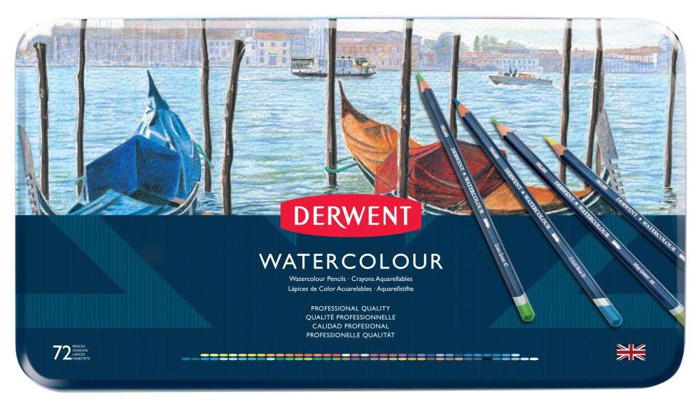 Derwent Colored Pencils, WaterColour, Water Color Pencils, Drawing, Art, Metal Tin, 72 Count (32889)