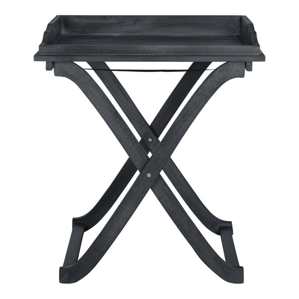SAFAVIEH PAT6716K Outdoor Collection Covina Dark Slate Grey Tray Table