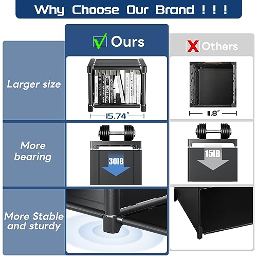 Mavivegue Bookshelf,15 Cube Storage Organizer,Book Shelf Organizer,Tall Bookcase Shelf,Book Cases/Shelves,Black Cube Shelf,Cubbies Closet Storage Organizer Shelves for Bedroom,Living Room,Home,Office