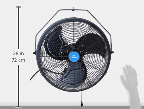 iLiving 18" Wall Mounted Variable Speed Indoor/Outdoor Weatherproof Fan, Industrial grade for Patio, Greenhouse, Garage, Workshop, and Loading Dock, 6360 CFM, Black