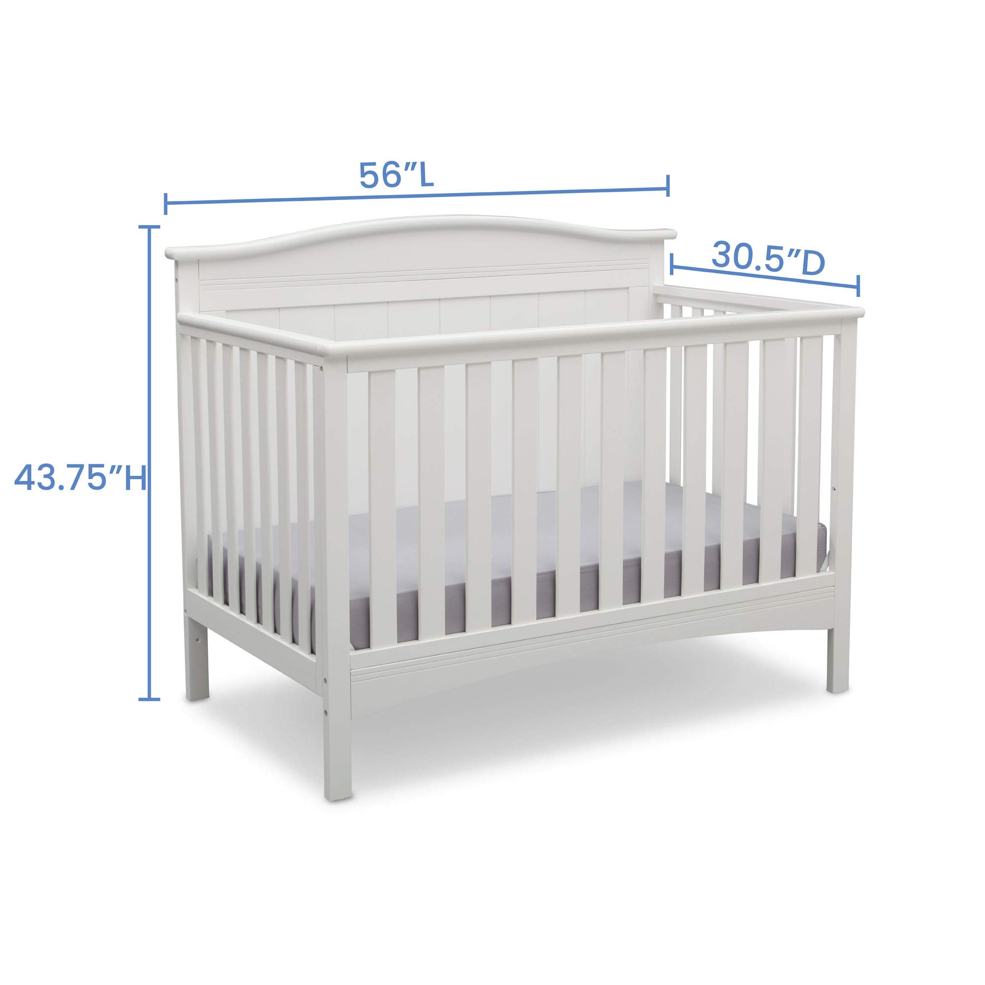 Delta Children Bennett 4-in-1 Convertible Baby Crib, Greenguard Gold Certified, Bianca White
