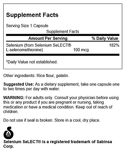Swanson Selenium (L-Selenomethionine) - Herbal Supplement Promoting Heart Health & Prostate Health - May Support Immune System & Thyroid Health - (300 Capsules, 100mcg Each) 2 Pack