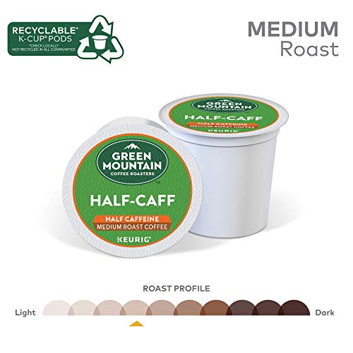 Green Mountain Coffee Roasters Half Caff Keurig Single-Serve K-Cup pods, Medium Roast Coffee, 12 Count