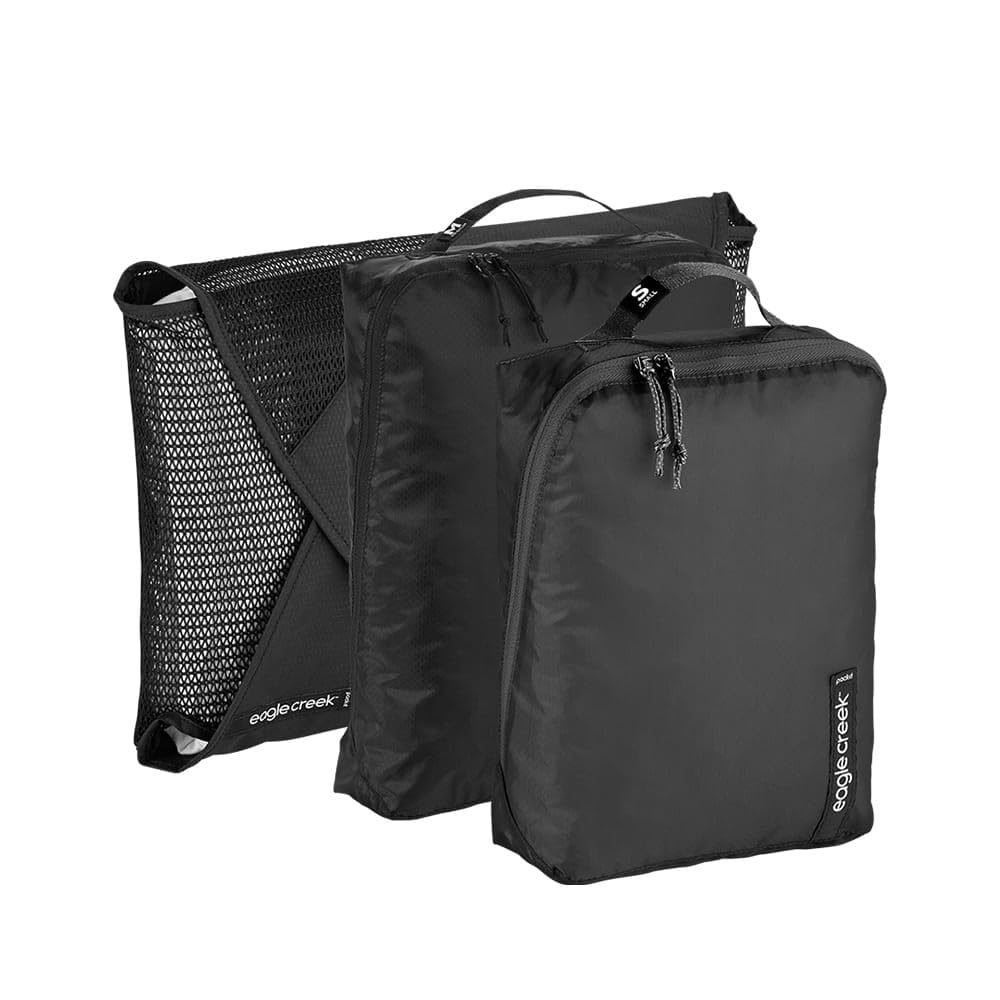 Eagle Creek Pack-It Starter Set - Suitcase Organizer Bags Set with Wrinkle-Free Garment Folder and Travel Packing Cubes, Black