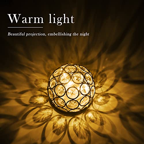 Zipdiz Crystal Ball - Crystal Led Light - Christmas Table Decor - Gold Orbs Decorative Balls - Lighted Christmas Ball - Led Light Christmas Decoration Indoor Use (5" Warm White, Gold)
