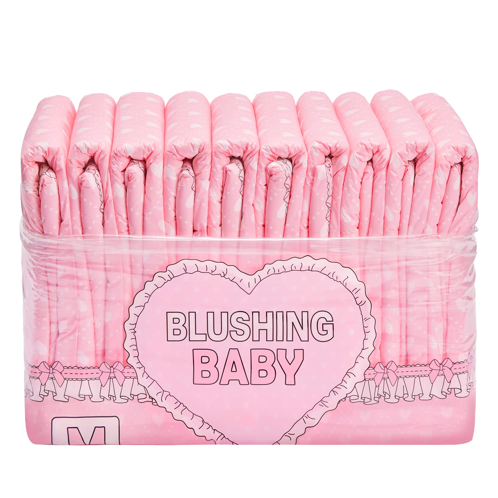Littleforbig Printed Adult Brief Diapers 10 Pieces - Blushing Baby Pink(L)