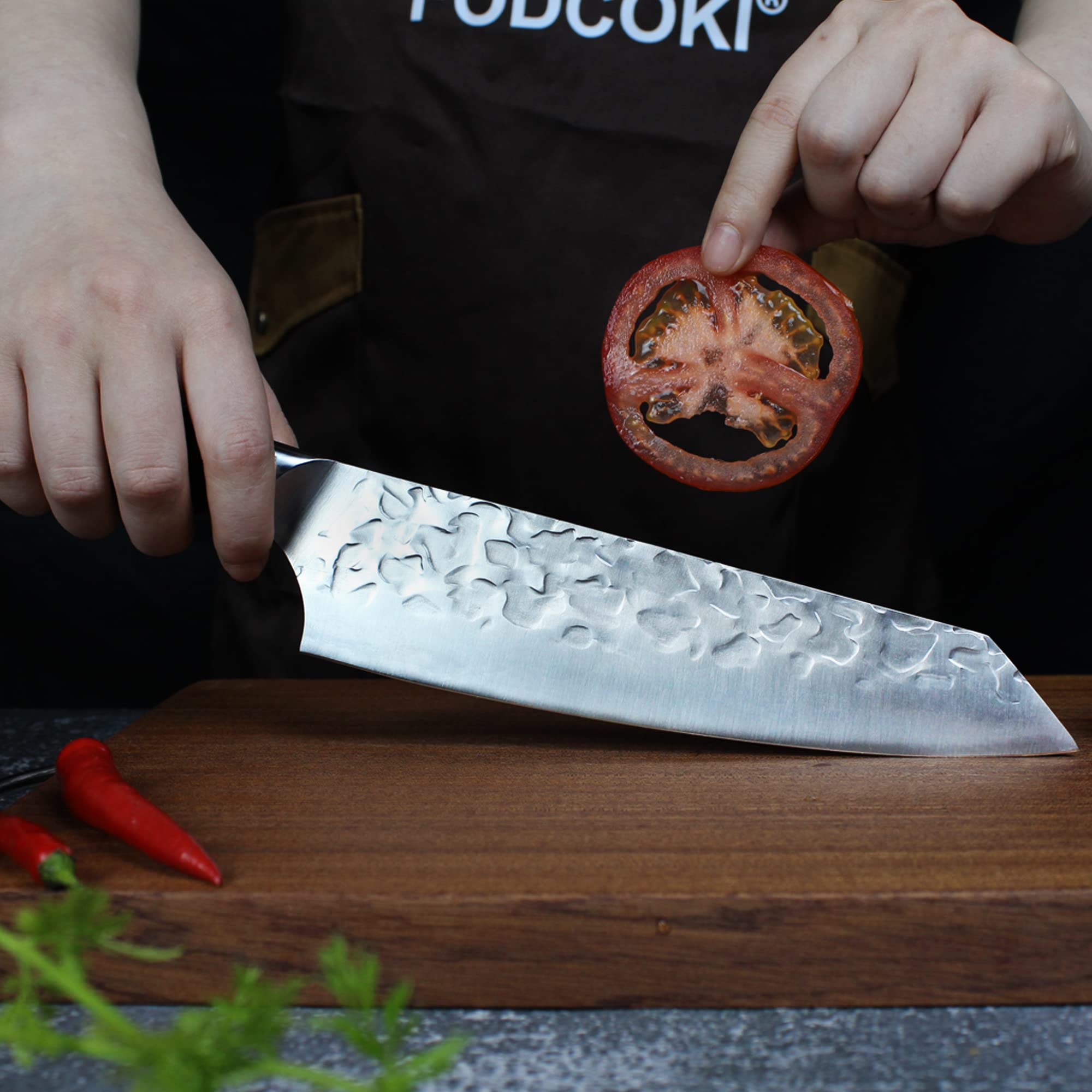 FODCOKI Chef Knife 8 inch Japanese Gyuto Kiritsuke Kitchen Knife- All Purpose Forged Sharp Cutting Meat Vegetable Small-Bones High Carbon Steel Wood Handle