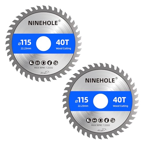 Ninehole 2pack 4-1/2Inch 40T Circular Saw Blade with 7/8-Inch Arbor, TCT Carbide Tipped Teeth for Cutting Wood Plastic Composite Materials (Reduce Ring 5/8 inch)