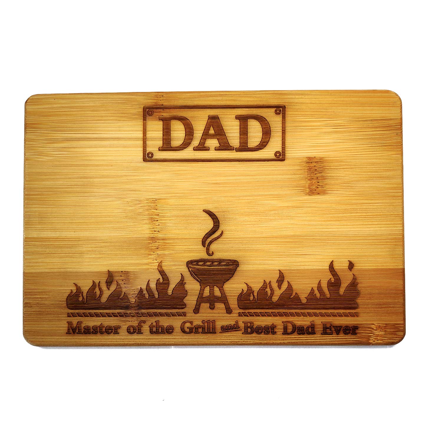 Laser Engraved Cutting Board Master of the Grill and Best Dad Ever Gift For father Birthday Gifts for Dad Personalized Cutting Board Gift Rectangle Bamboo Cutting Board (10.6 x 7.1 Rectangle)