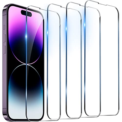 NEEPART 4 Pack Tempered Glass Screen Protector for iPhone 14 Pro Max [6.7 inch], Sensor Protection, Dynamic Island Compatible, 9H Tempered Glass Film, Anti-Scratch, Case Friendly, Easy Installation, Bubble Free, Case Friendly