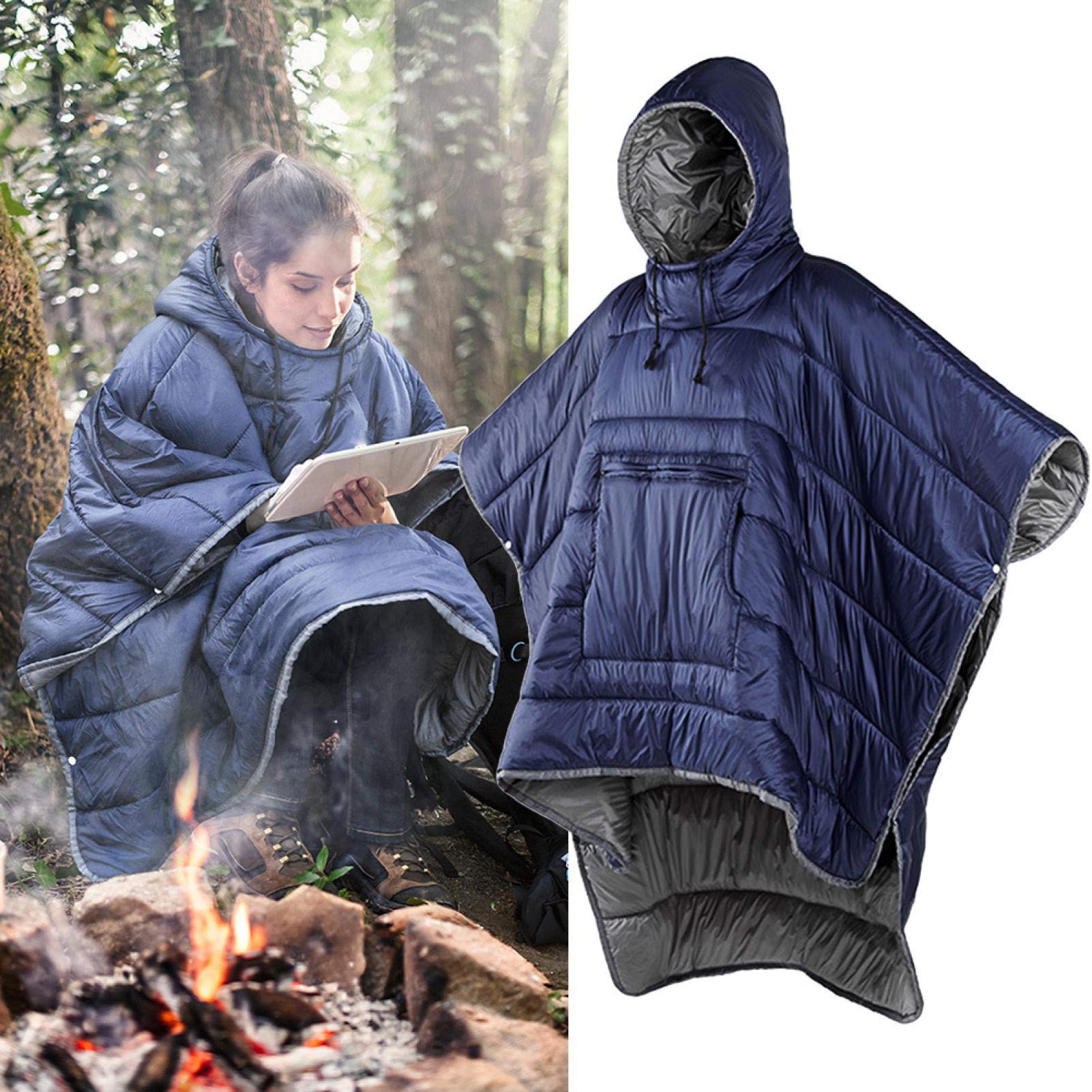 EVTSCAN Oversized Wearable Hoodie Blanket,Multi-Function Sleeping Bag Waterproof Hooded Cloak for Outdoor Camping Travelling