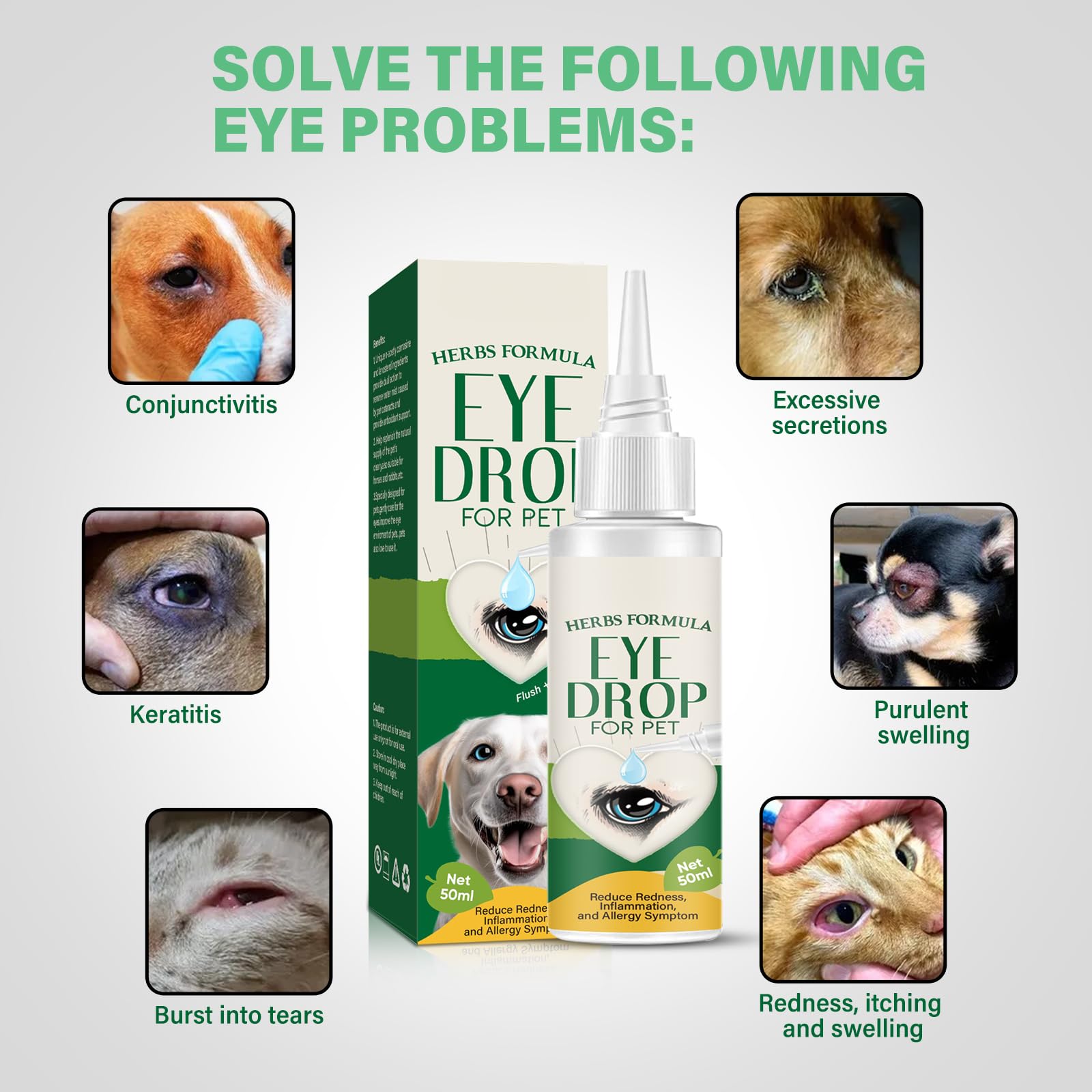 JUSTSWAG Dog Eye Drops, Effective Dog Eye Drops for Dogs, Infection Treatment- Relieve Pink Eyes and Allergy Symptoms, Improve Dryness