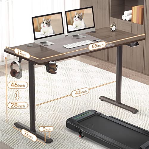 Dripex Adjustable Electric Standing Desk, 55 inch, Grey Brown