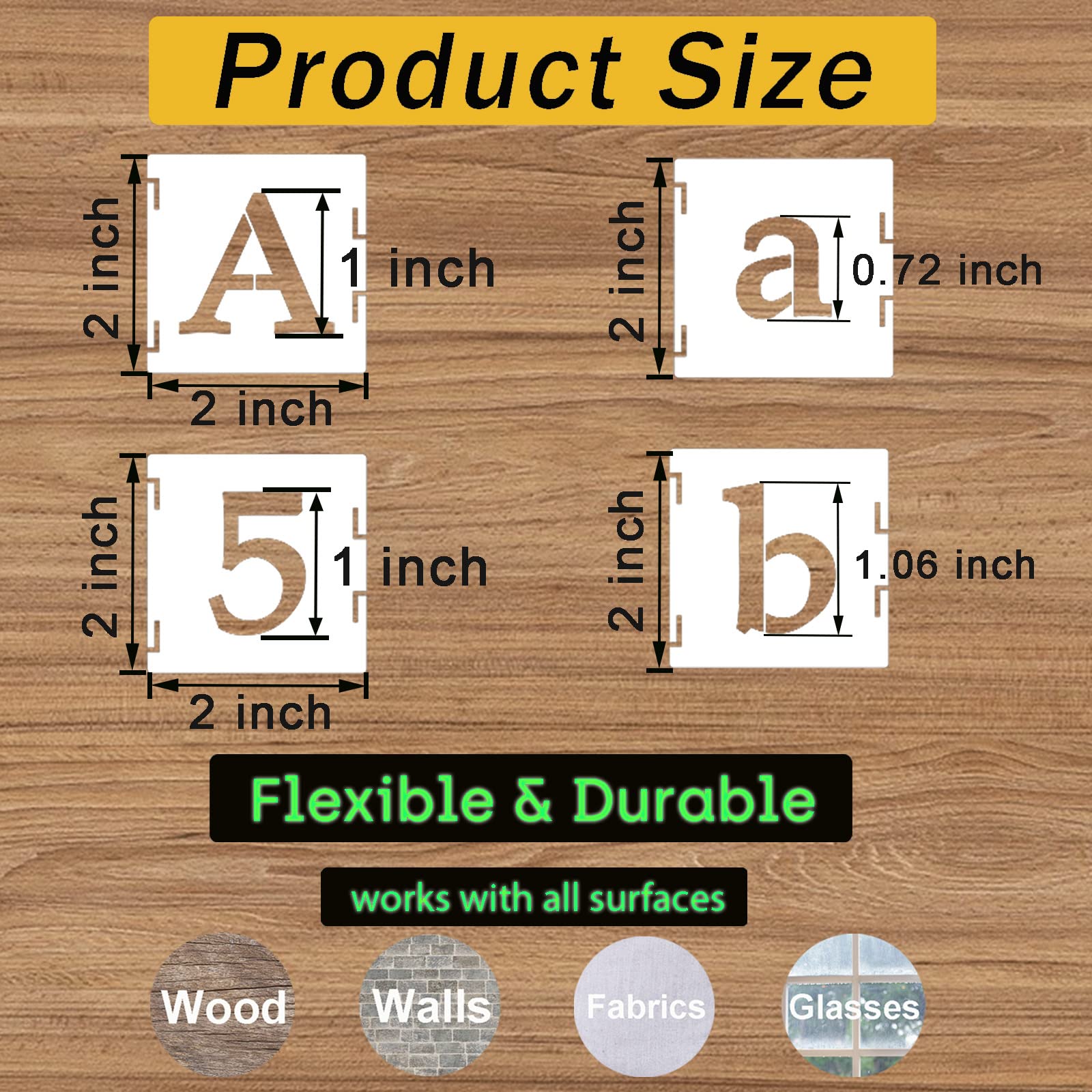 DZXCYZ 1 Inch Alphabet Letter Stencils, 65 Pcs Reusable Plastic Letter Number Symbol Interlocking Drawing Template Kit for Painting on Wood, Wall, Fabric, Rock, Signage, Door Porch