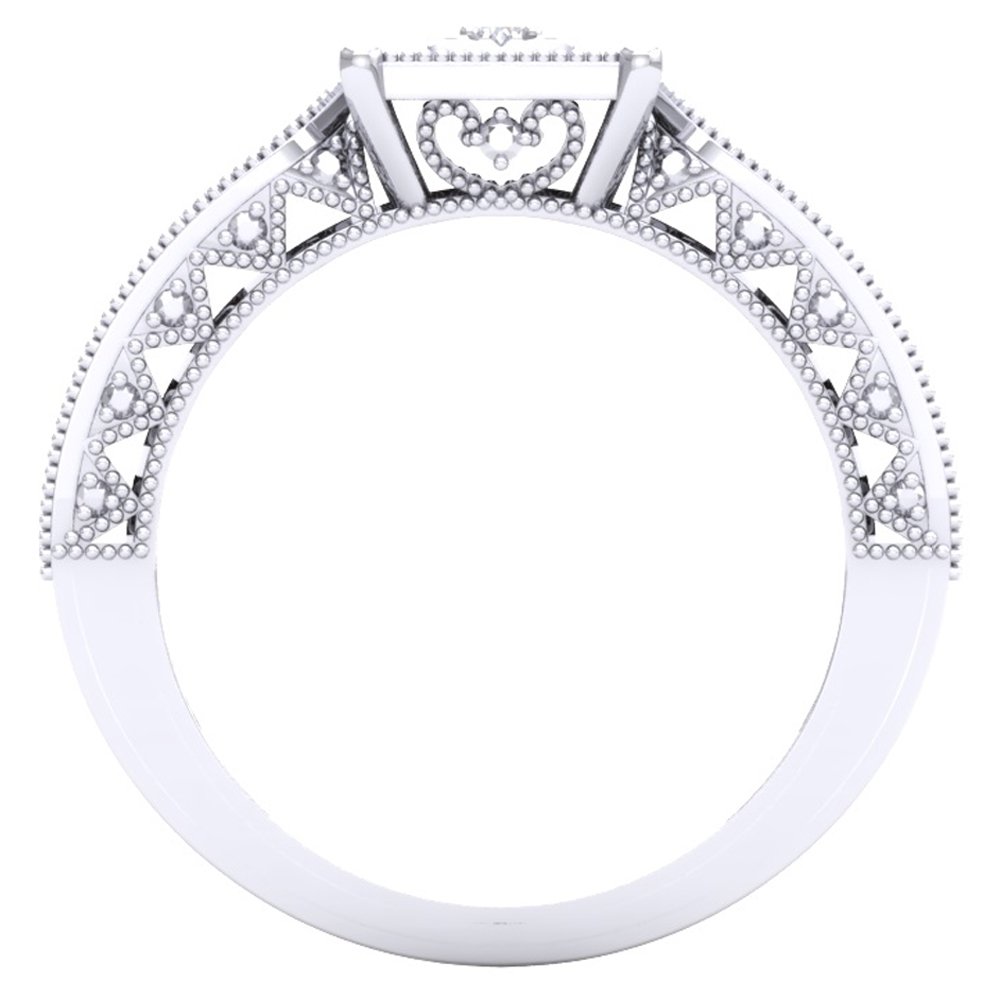 Dazzlingrock Collection 0.10 Carat (Ctw) Sterling Silver Round White Diamond Bridal Millgrain Engagement Ring 1/10 CT, Size 5.5