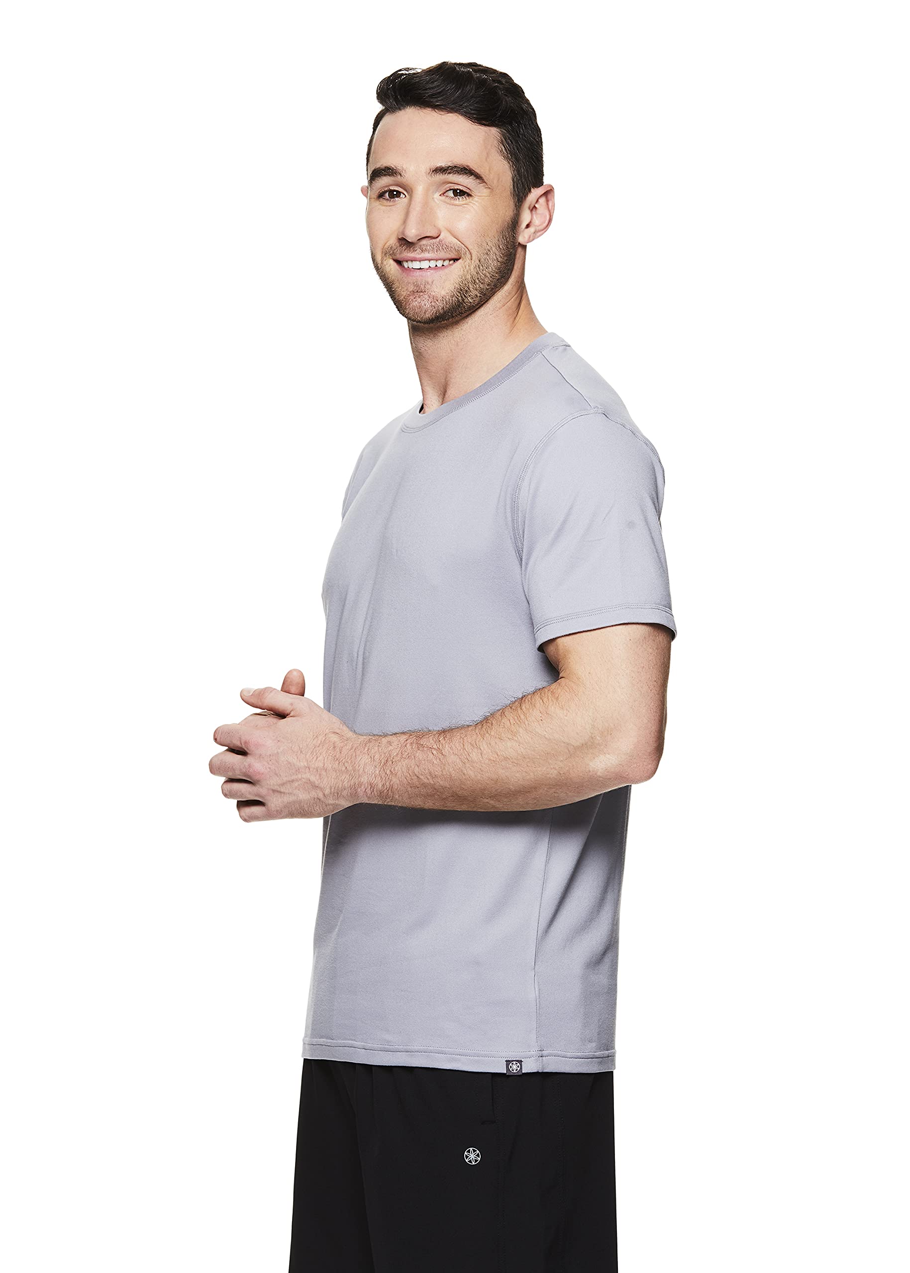 Gaiam Men's Athletic Yoga T-Shirt - Moisture Wicking Gym Training and Workout Shirt - Everyday Sleet Heather, Medium