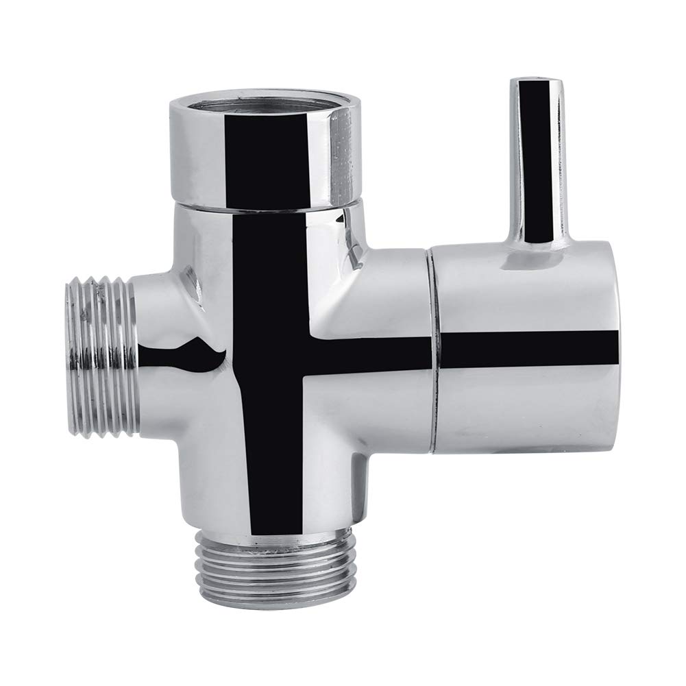 Shower Arm Diverter 3-Way T Shape Diverter Shut Off Valve Shower Toilet Bidet Sprayer Water Adapter Chrome Color Universal Sprayer Attachment Replacement Part