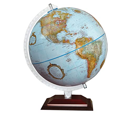 Replogle Aragon 12" Desktop World Globe, Raised Relief, Up-to-Date Cartography, Made in USA (Blue Ocean)