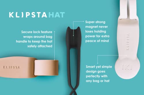 KLIPSTA Hat Clip - Magnetic Hat Holder for Traveling Bags, Backpacks, Purses, Totes and More, Hands Free Bag Accessory (Black)